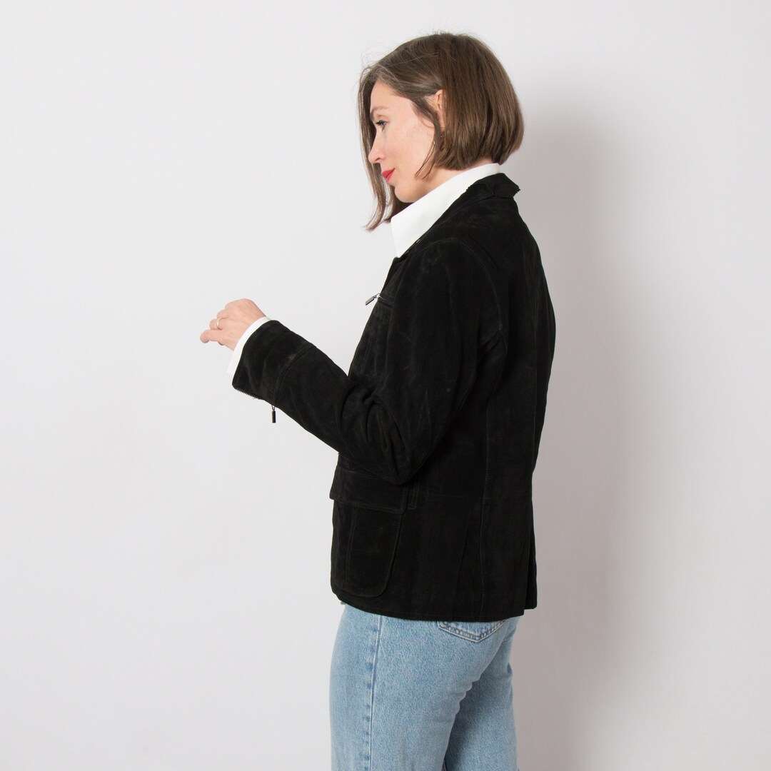 Vintage Black Suede Blazer Suede Jacket Leather Blazer Medium Size - Etsy