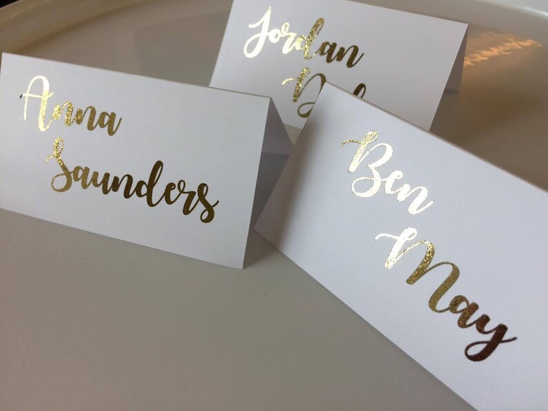 Wedding Name Cards Place Cards Gold Foil Personalised | Etsy