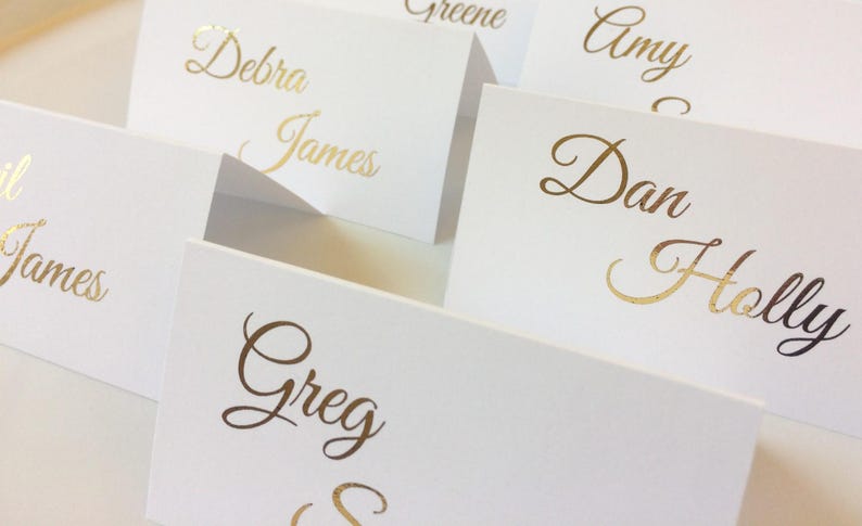 Wedding Name Cards Place Cards Gold Foil Personalised | Etsy