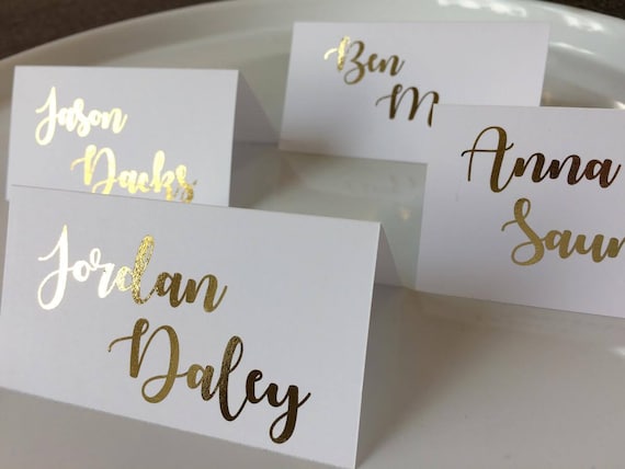 Wedding Name Cards Place Cards Gold Foil Personalised | Etsy