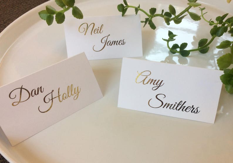 Wedding Name Cards Place Cards Gold Foil Personalised | Etsy