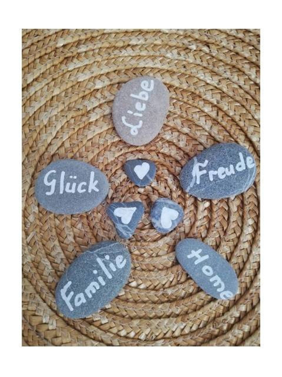 Pebble Stones Pebbles Set With Lettering Love Joy Family Happiness Home ...