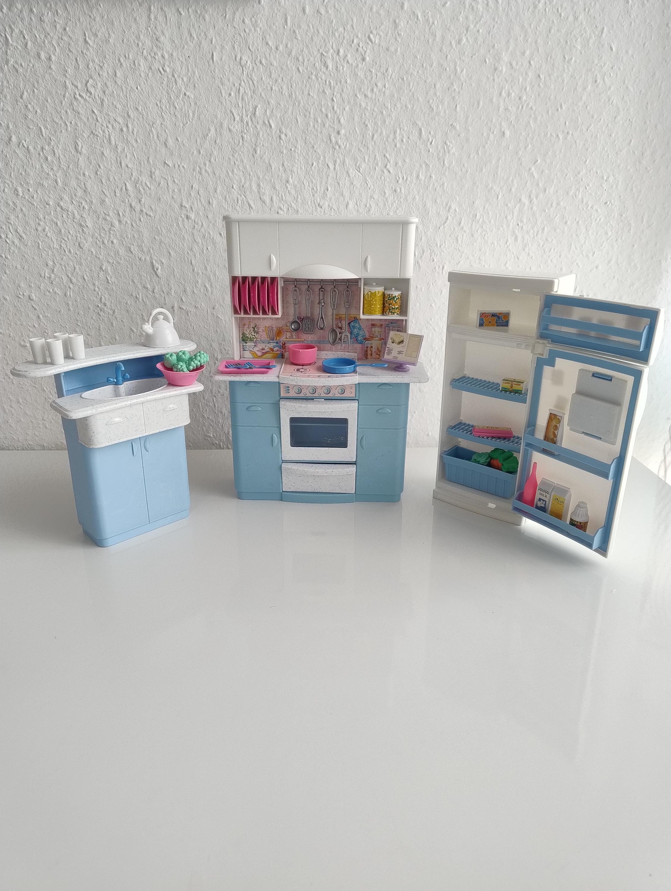 Barbie Kitchen Playset Vintage Kitchen Playset so Real so Now Blue White Mattel 1998 Vintage Etsy UK