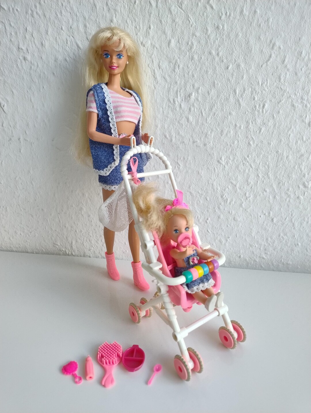 Mattel Stroll in Strollin Fun Barbie Kelly Shelly Mattel 1995 Vintage ...