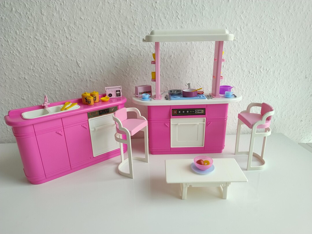 Barbie Kitchen Playset Vintage Kitchen Playset Pink White Mattel 1990 ...