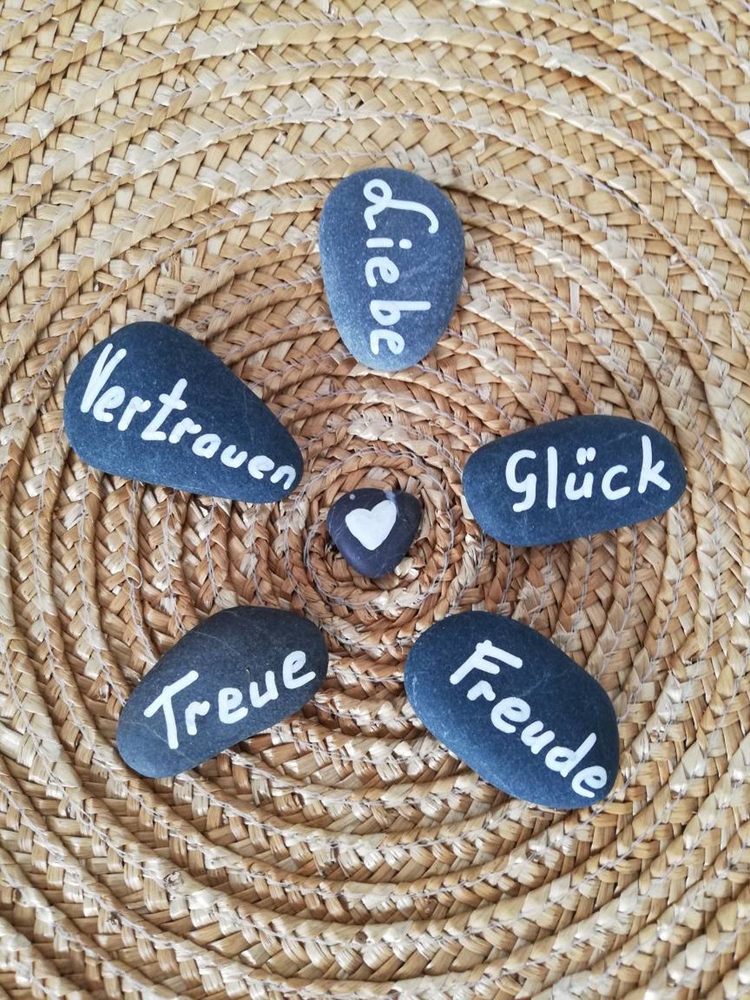 Pebbles Pebbles Set With Writing Love Joy Loyalty Happiness Trust ...