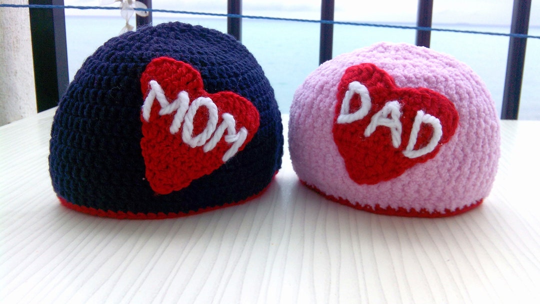 Remnants Cute Baby Hat i Love Dad / i Love Mom - Etsy