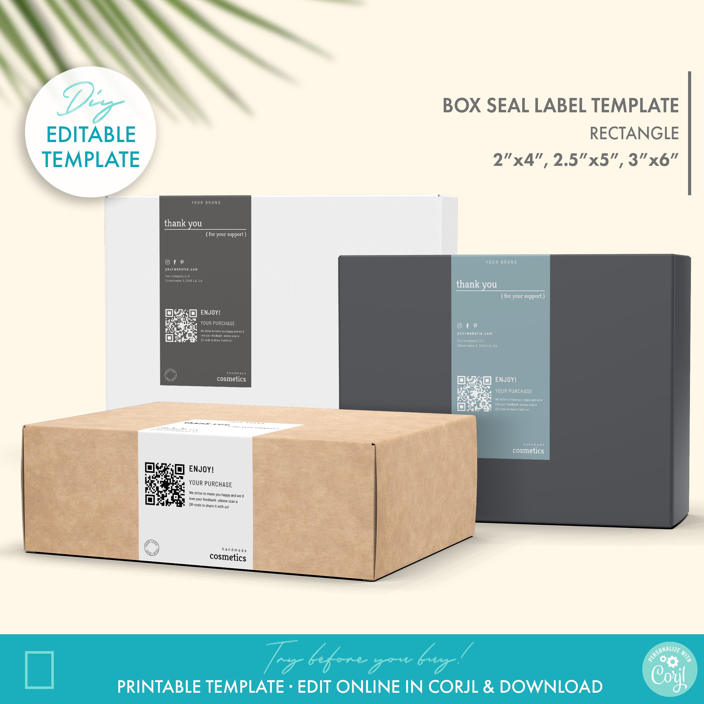 Editable Minimal Box Seal Sticker Template 3 Sizes Etsy