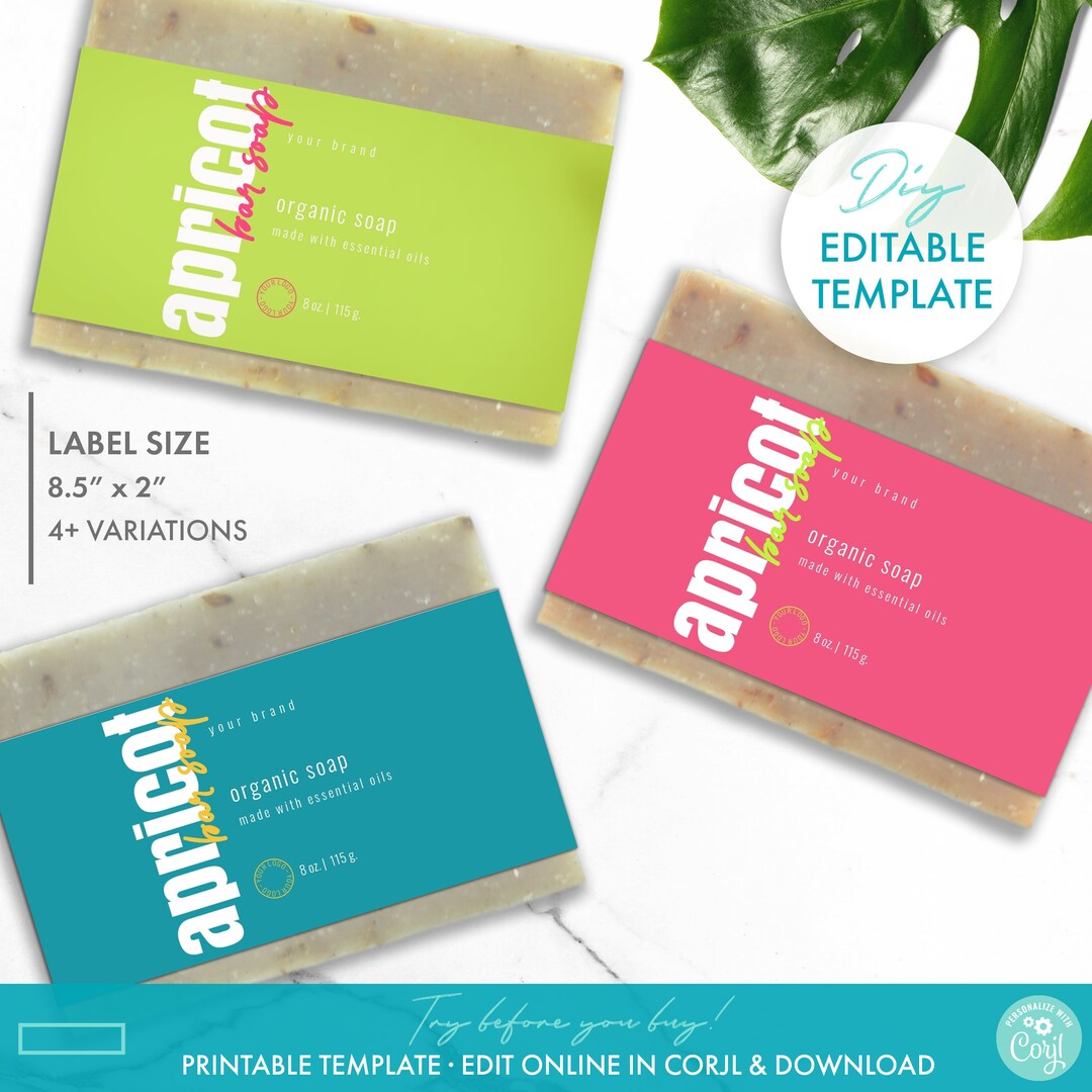 Editable Neon Bar Soap Label Template, Printable Bold Soap Packaging ...
