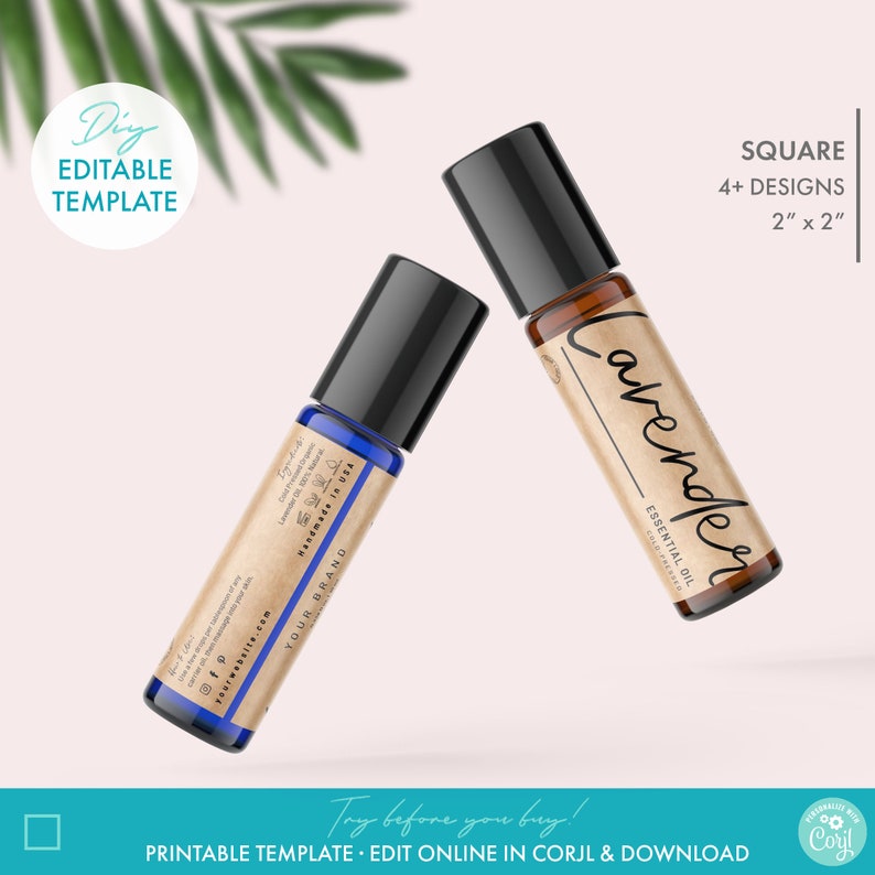 DIY Elegant Essential Oil Label Template 4 Designs - Etsy