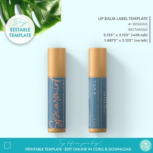 Printable Elegant Lip Balm Label Template - Editable Modern Chapstick ...
