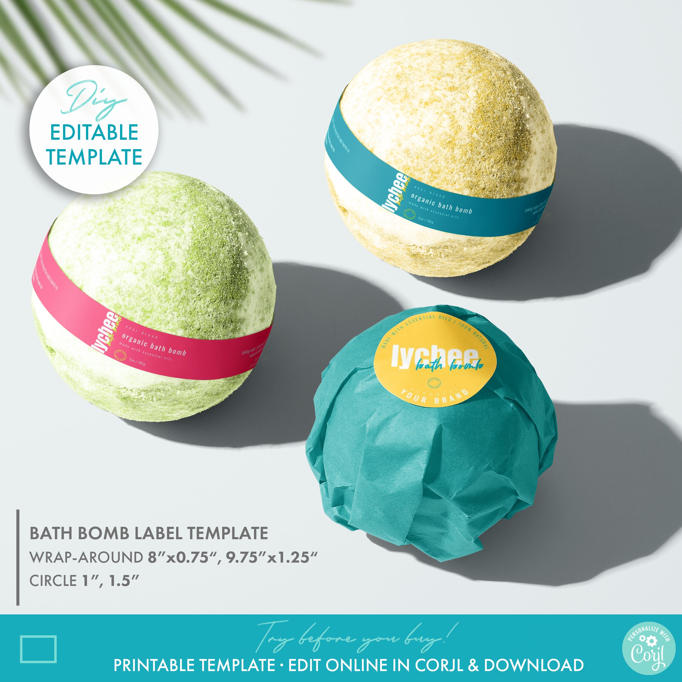 Neon Editable Bath Bomb Label Template 5 Sizes Printable | Etsy