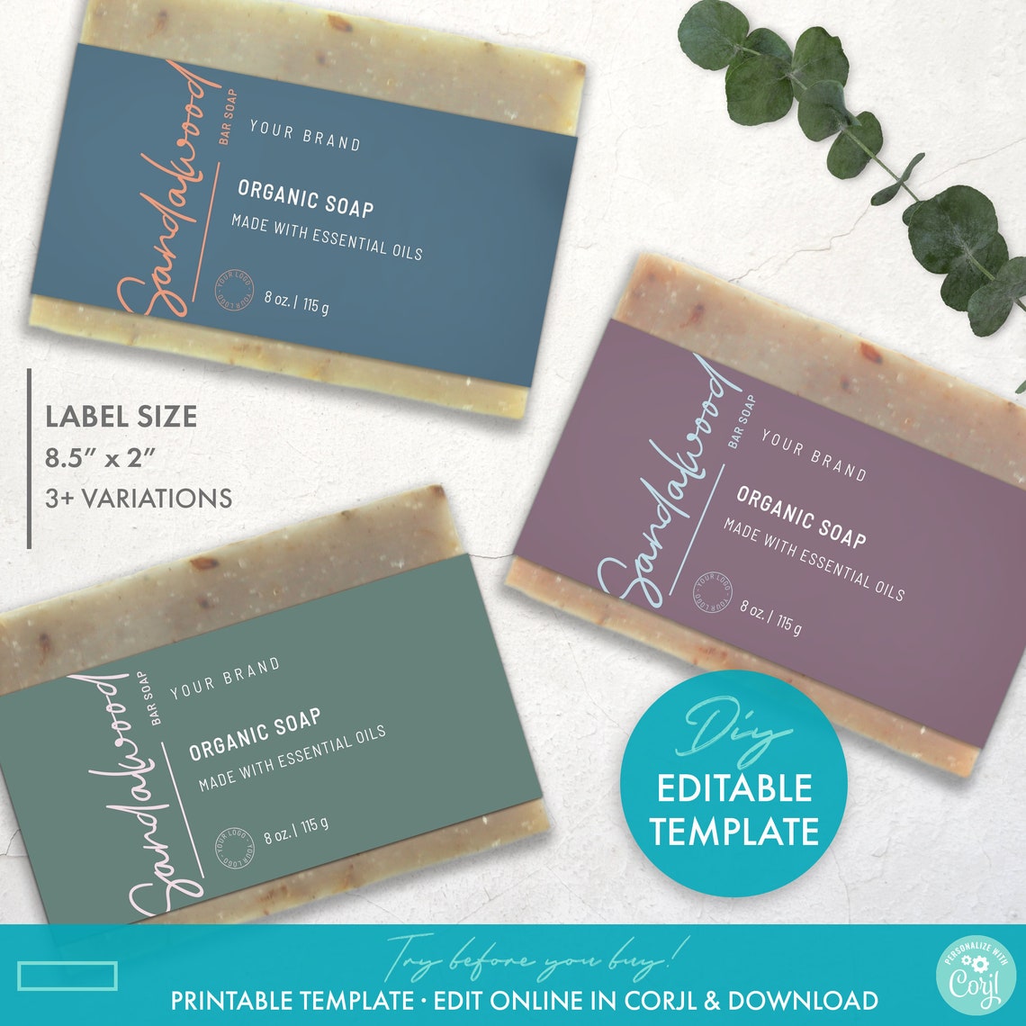 Diy Elegant Bar Soap Label Template Printable Feminine Soap Etsy