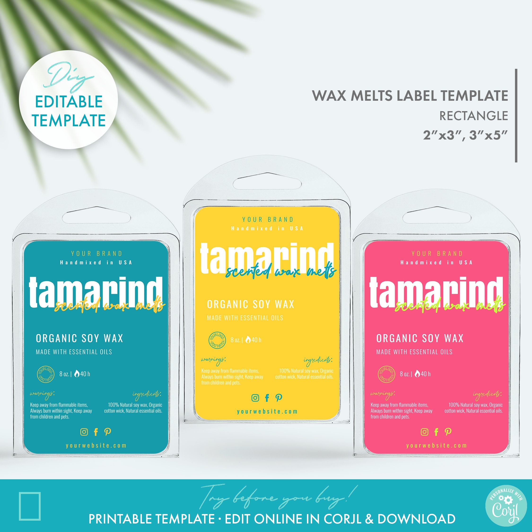 Editable Neon Wax Melts Label Template 2 Sizes Printable - Etsy Canada