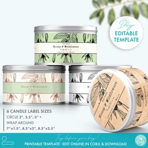Printable Wrap Around & Circle Candle Label Template (3 Sizes!) - DIY ...