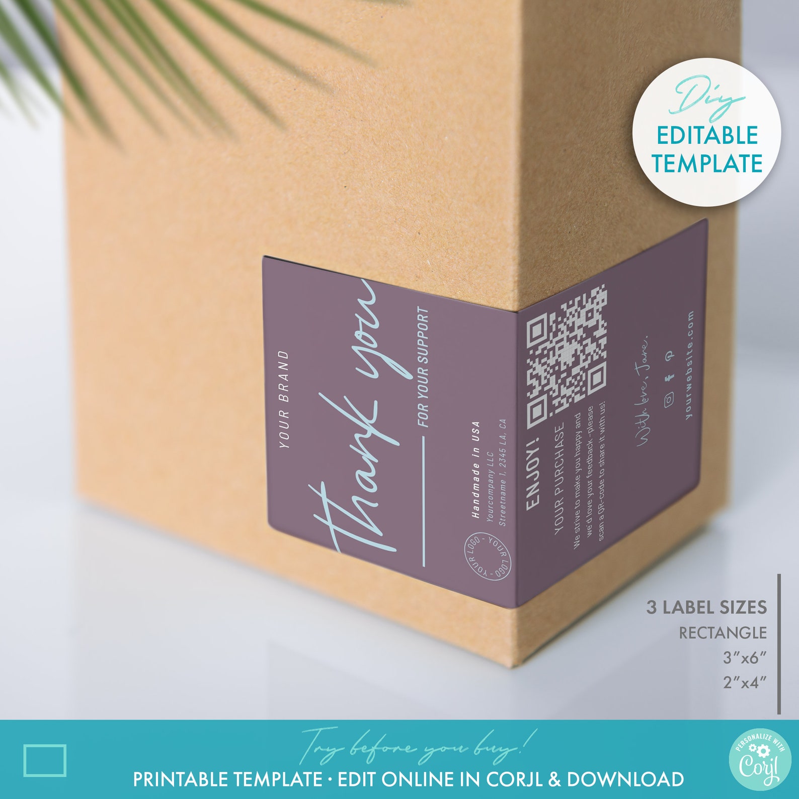 Editable Box Seal Sticker Template 3 Sizes Printable - Etsy
