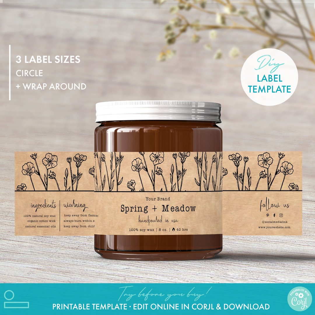 Editable Wrap Around & Circle Candle Label Template - Printable ...
