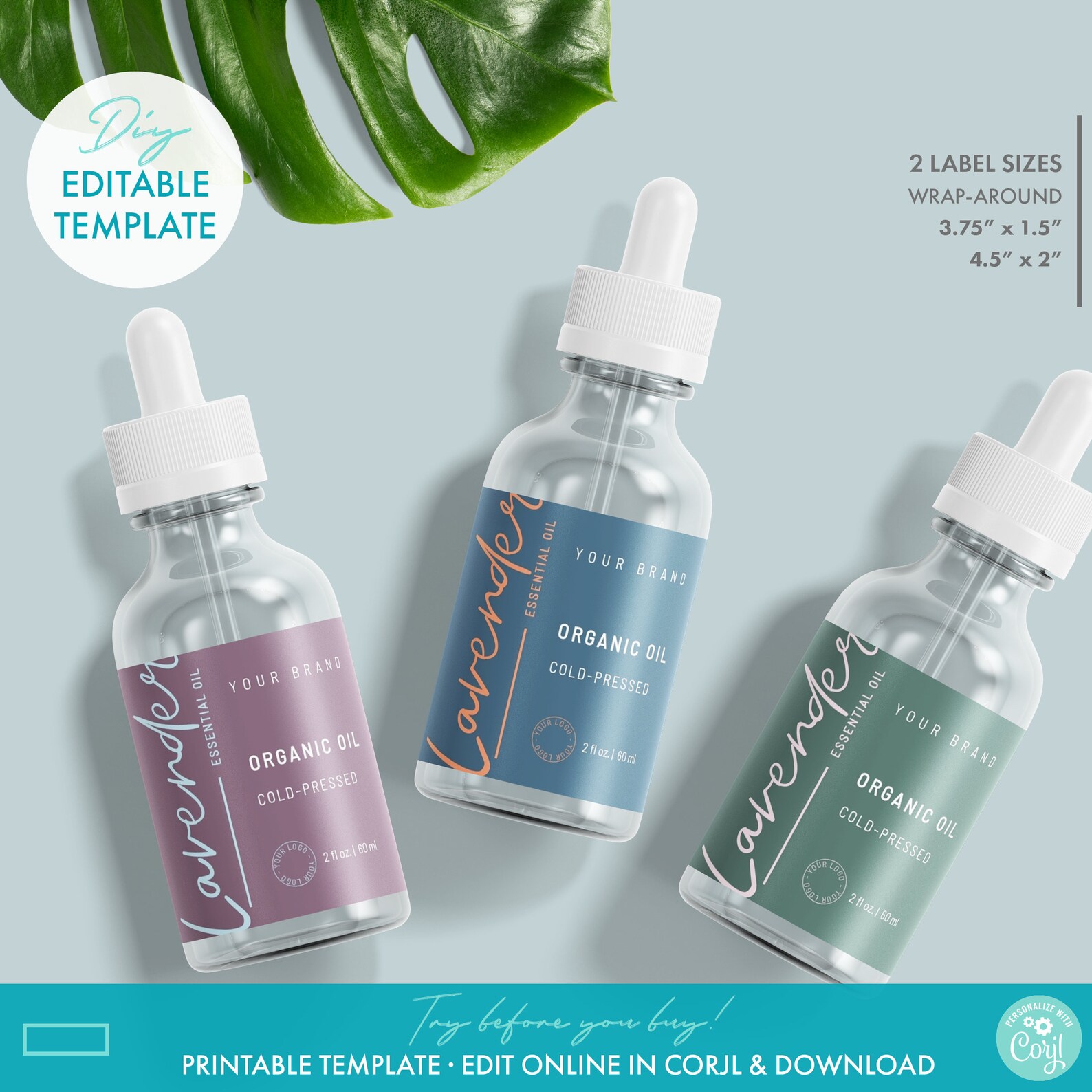 Editable Dropper Bottle Label Template 1 Oz, 2 Oz, 4 Oz, DIY Essential ...