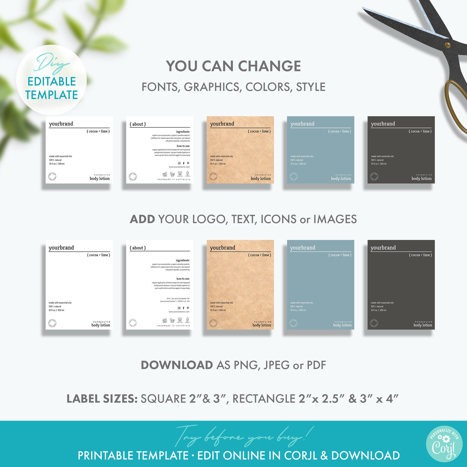 Editable Minimalist Body Lotion Label Template Printable - Etsy