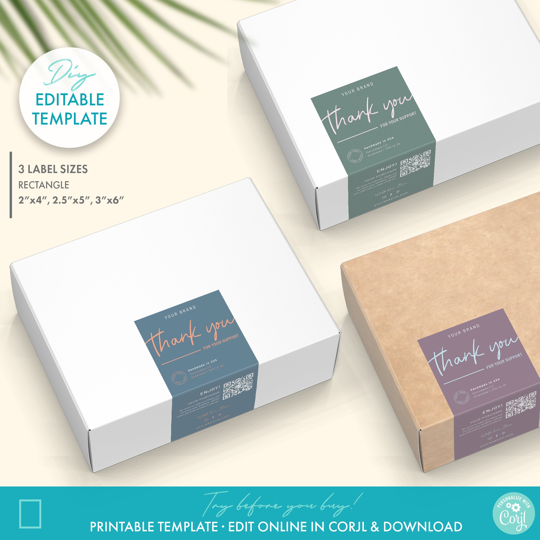 Editable Box Seal Sticker Template 3 Sizes Printable - Etsy