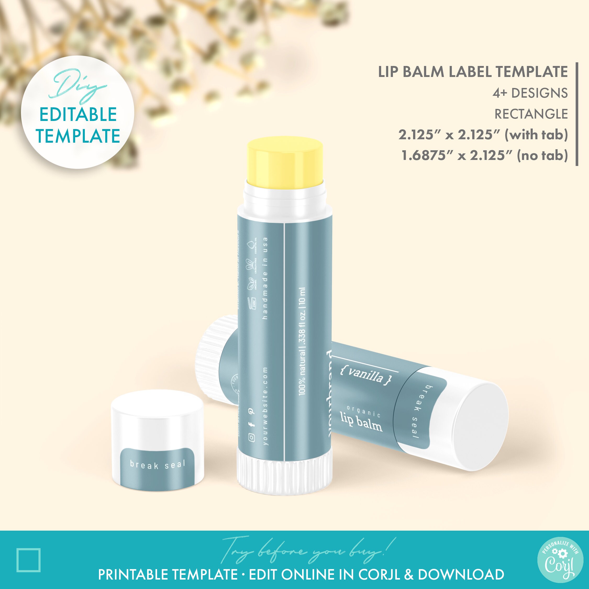 DIY Minimalist Lip Balm Label Template Editable Modern - Etsy