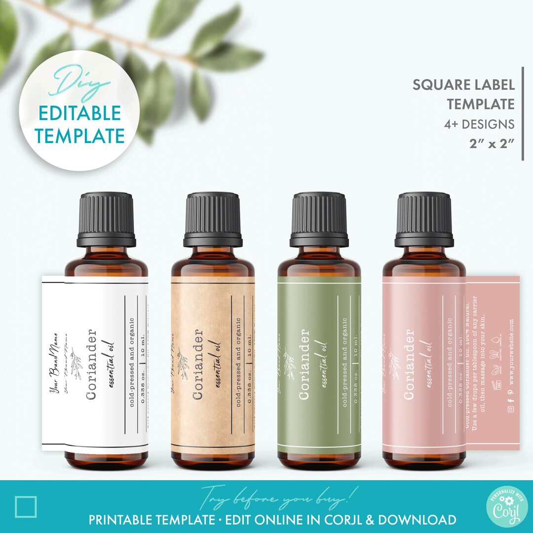 Editable Floral Essential Oil Label Template, Printable Minimal 10 Ml ...
