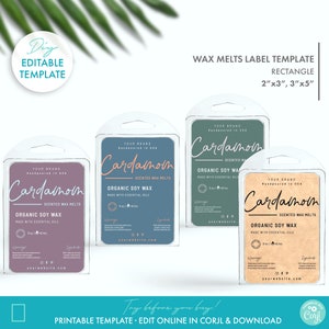 Editable Elegant Wax Melts Label Template (2 Sizes) - Printable Soy Wax ...