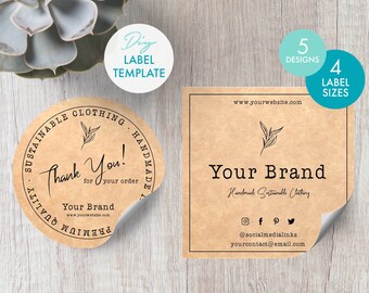 Printable Custom Logo Sticker Label Template DIY Editable | Etsy