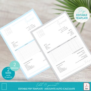 Editable Monochrome Minimalist Invoice Template PDF Download (2 Colors ...