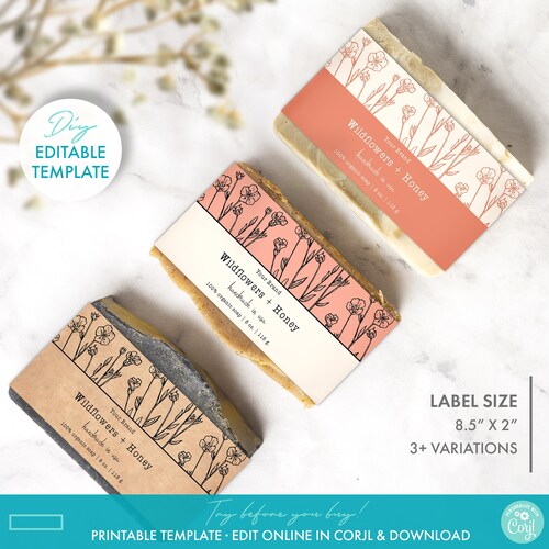Diy Elegant Bar Soap Label Template Printable Feminine Soap Etsy