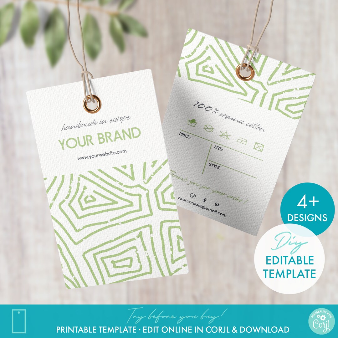 Editable Clothing Hang Tag Template Download (4+ Designs!) 2" X 3.5 ...
