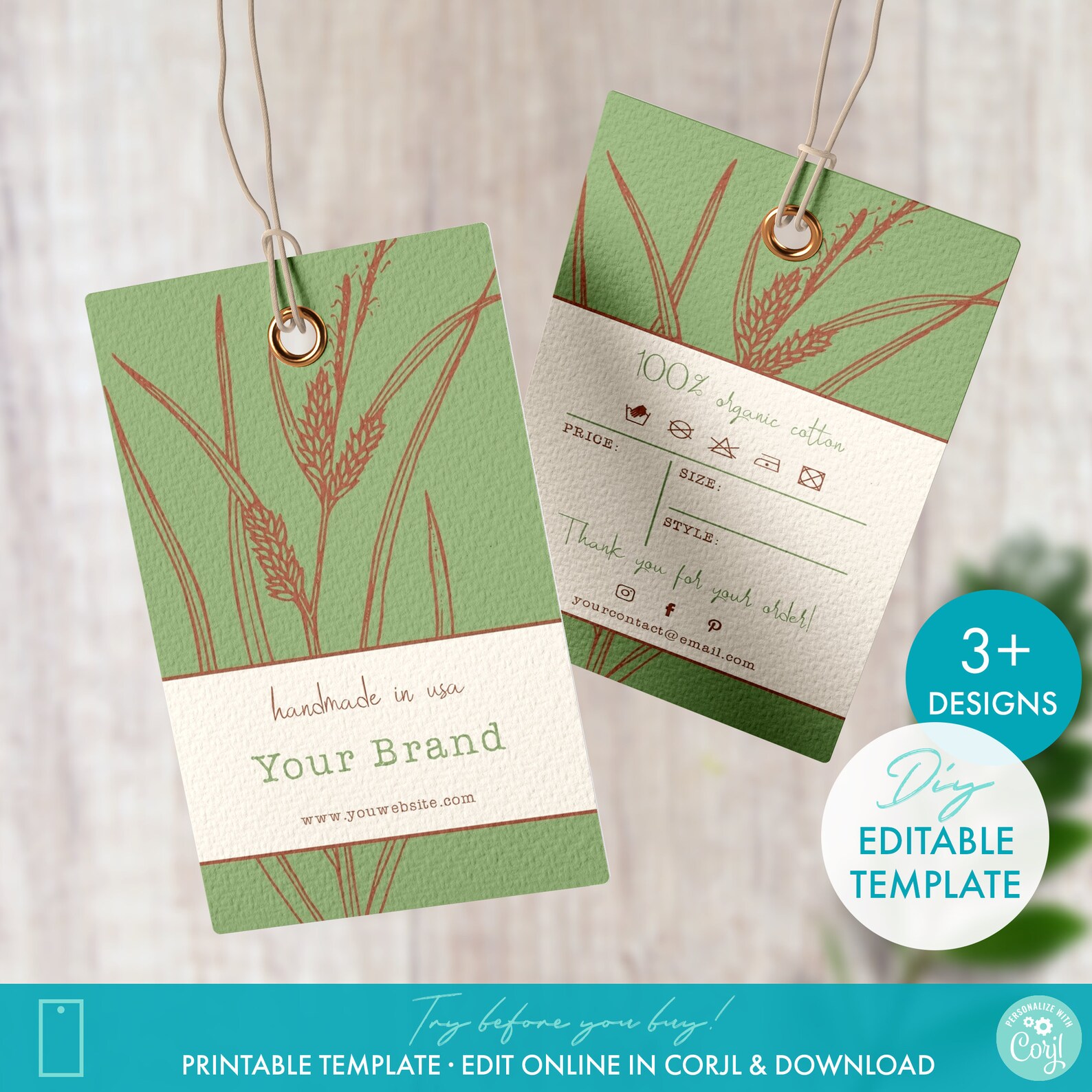Editable Botanical Custom Price Tag Template 3 Designs - Etsy