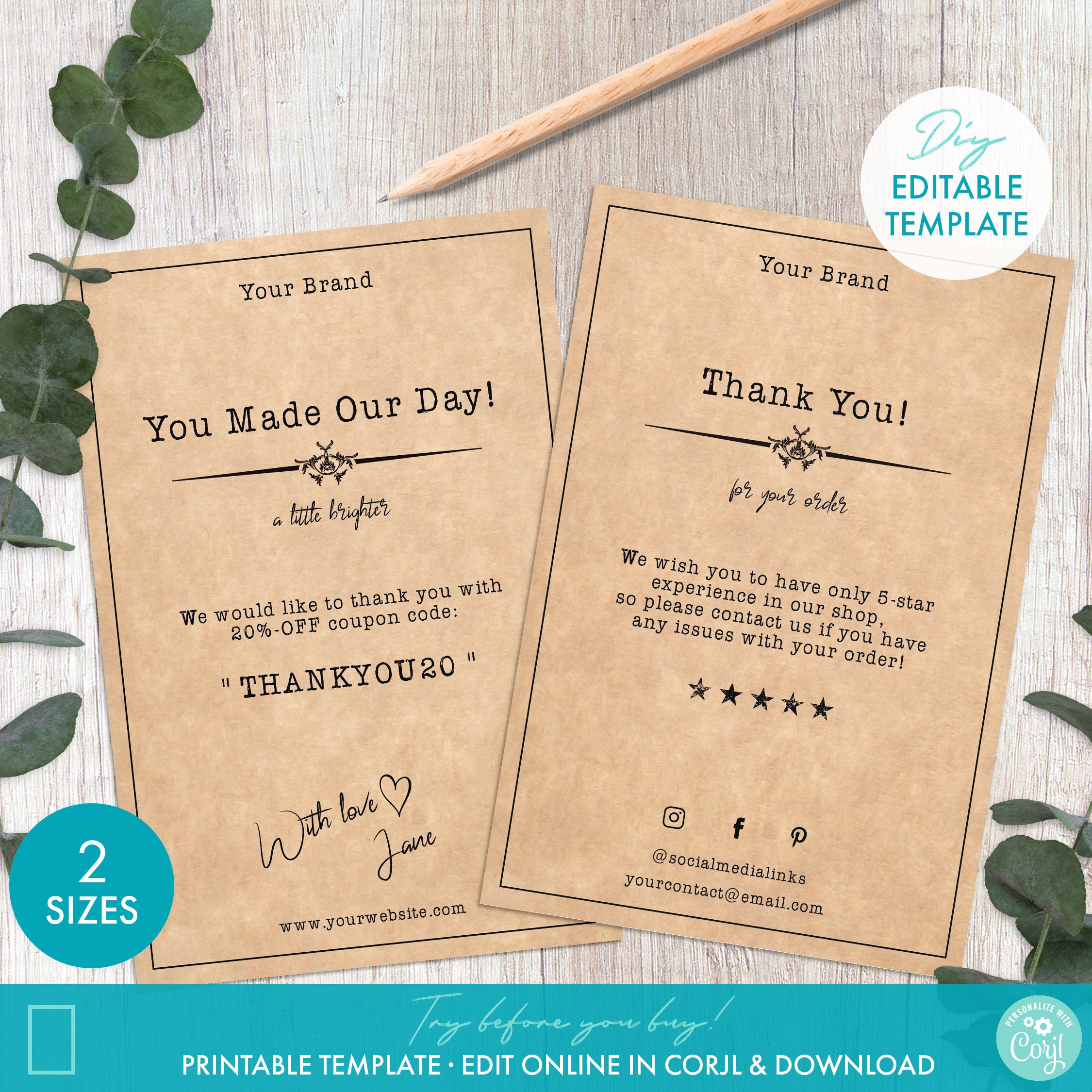 Printable Business Order Insert Template 4 X 6 - Etsy