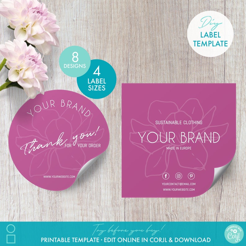 Printable Circle Logo Label Sticker Templates 4 Sizes | Etsy