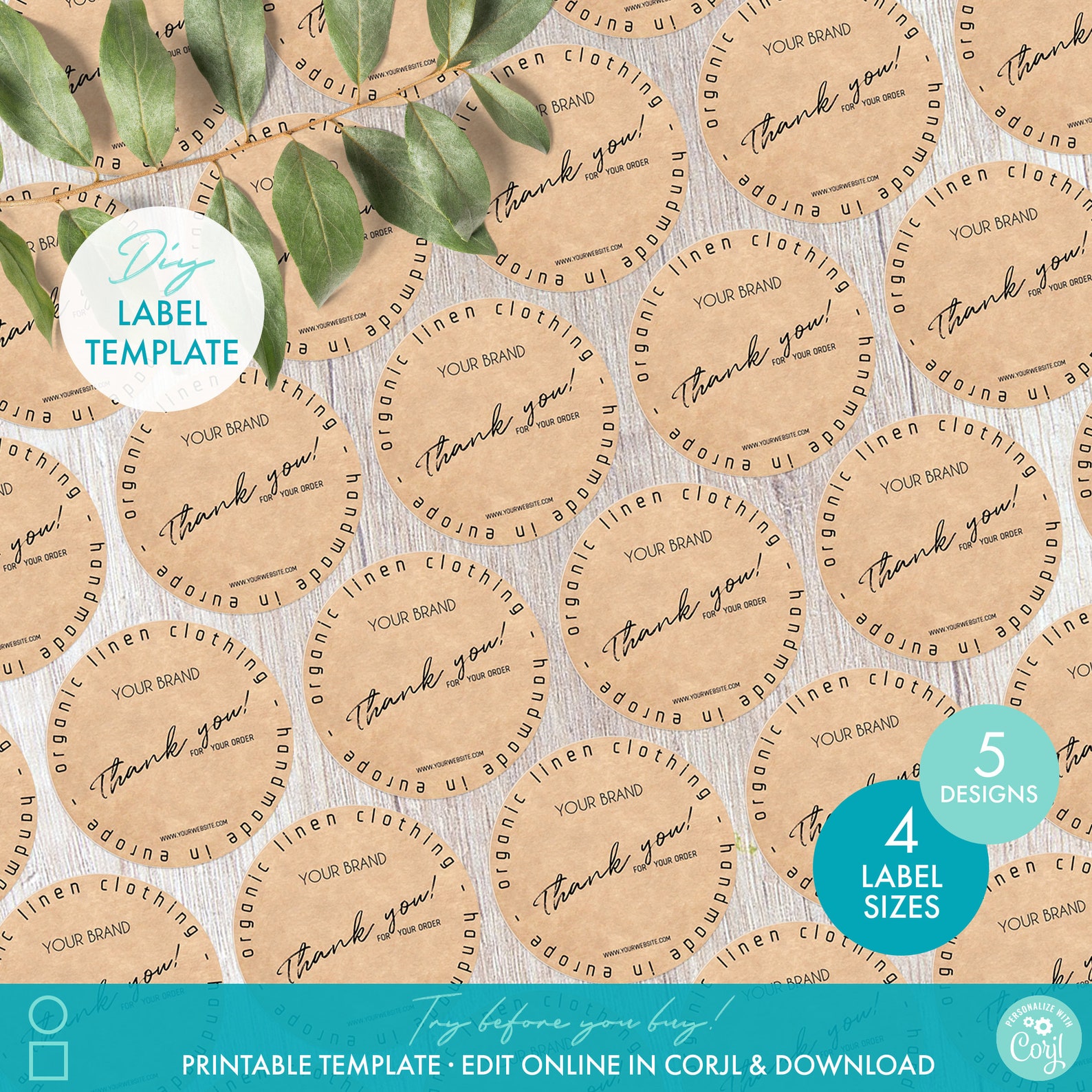 Printable Custom Logo Sticker Label Template DIY Editable | Etsy