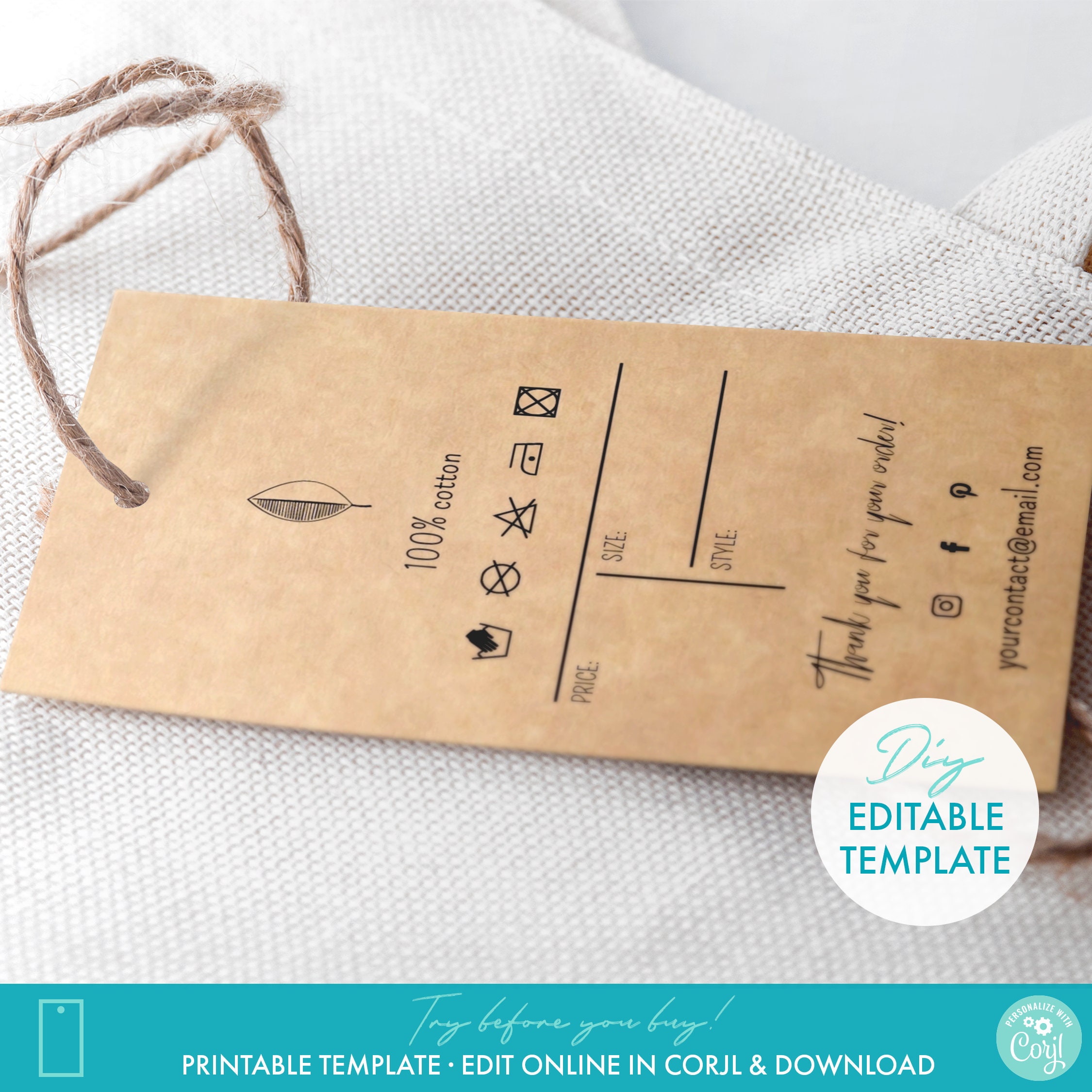 DIY Printable Clothing Hang Tag Template 2 X 3.5 | Etsy