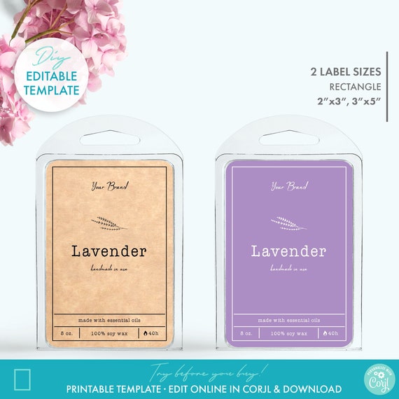Editable Minimalist Floral Wax Melts Label Template 2 Sizes - Etsy