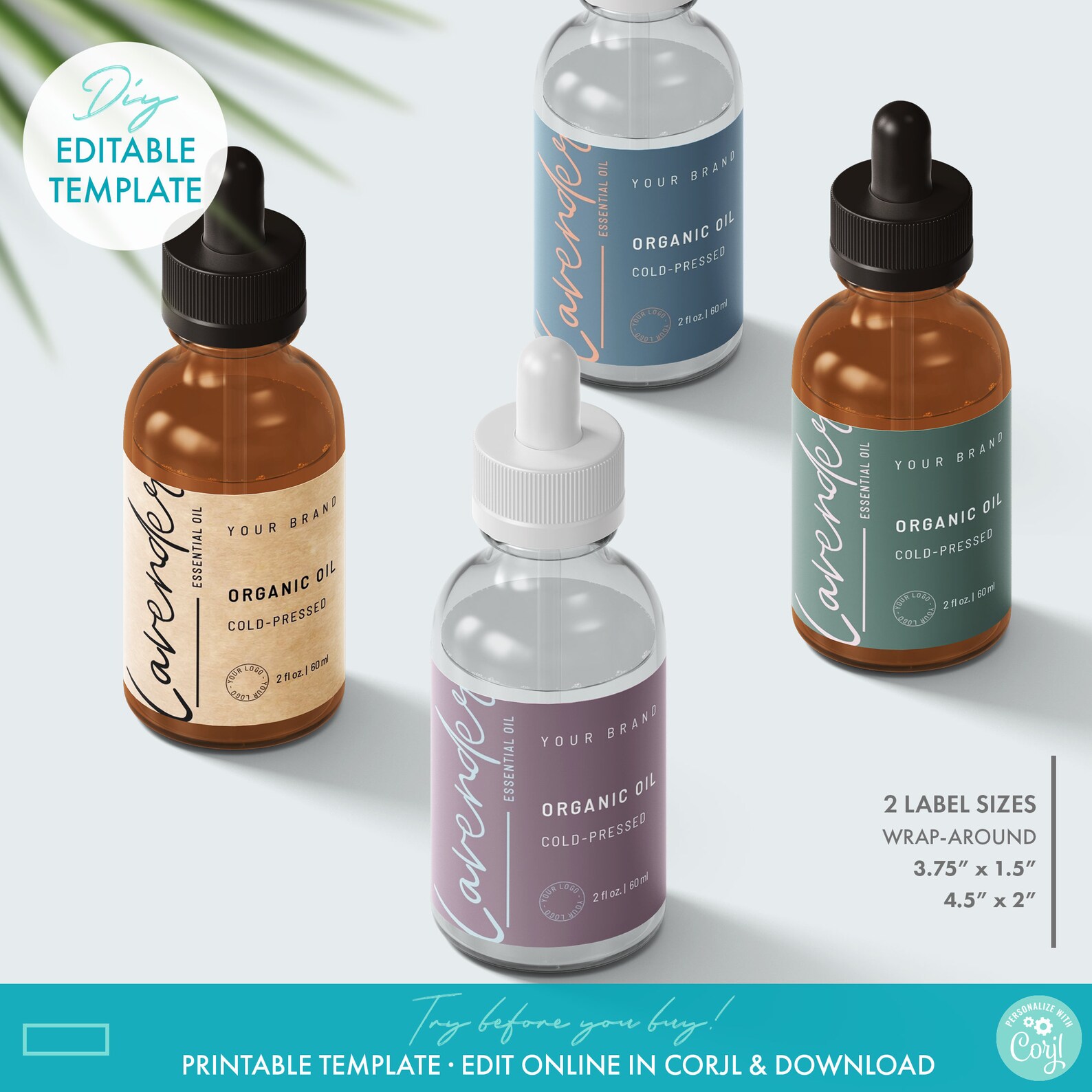 Editable Dropper Bottle Label Template 1 Oz, 2 Oz, 4 Oz, DIY Essential ...