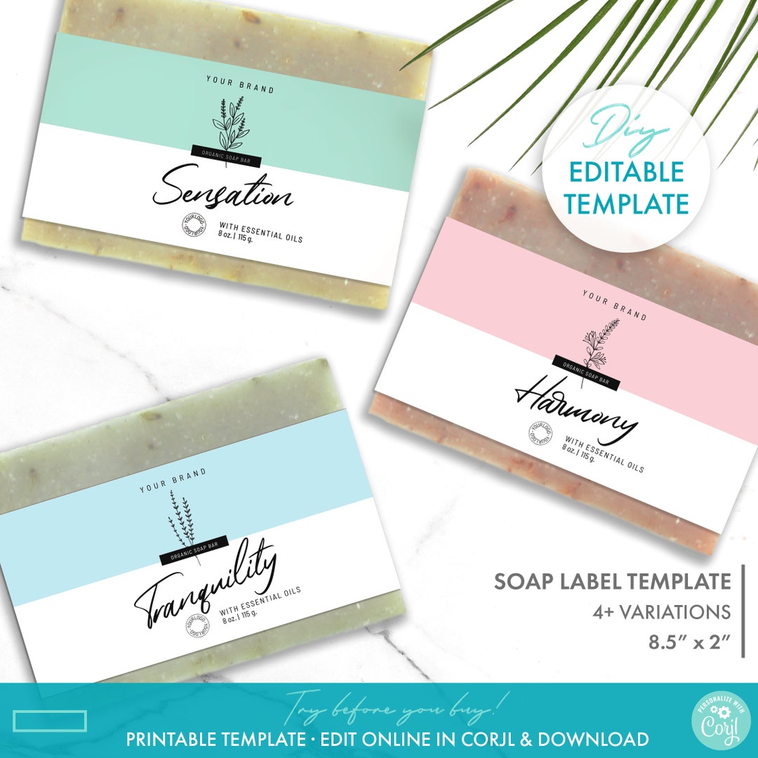 Printable Floral Bar Soap Label Template, Editable Elegant Soap Sleeve ...
