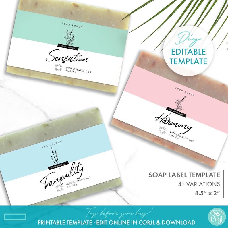 Diy Elegant Floral Bar Soap Label Template Printable Modern Etsy