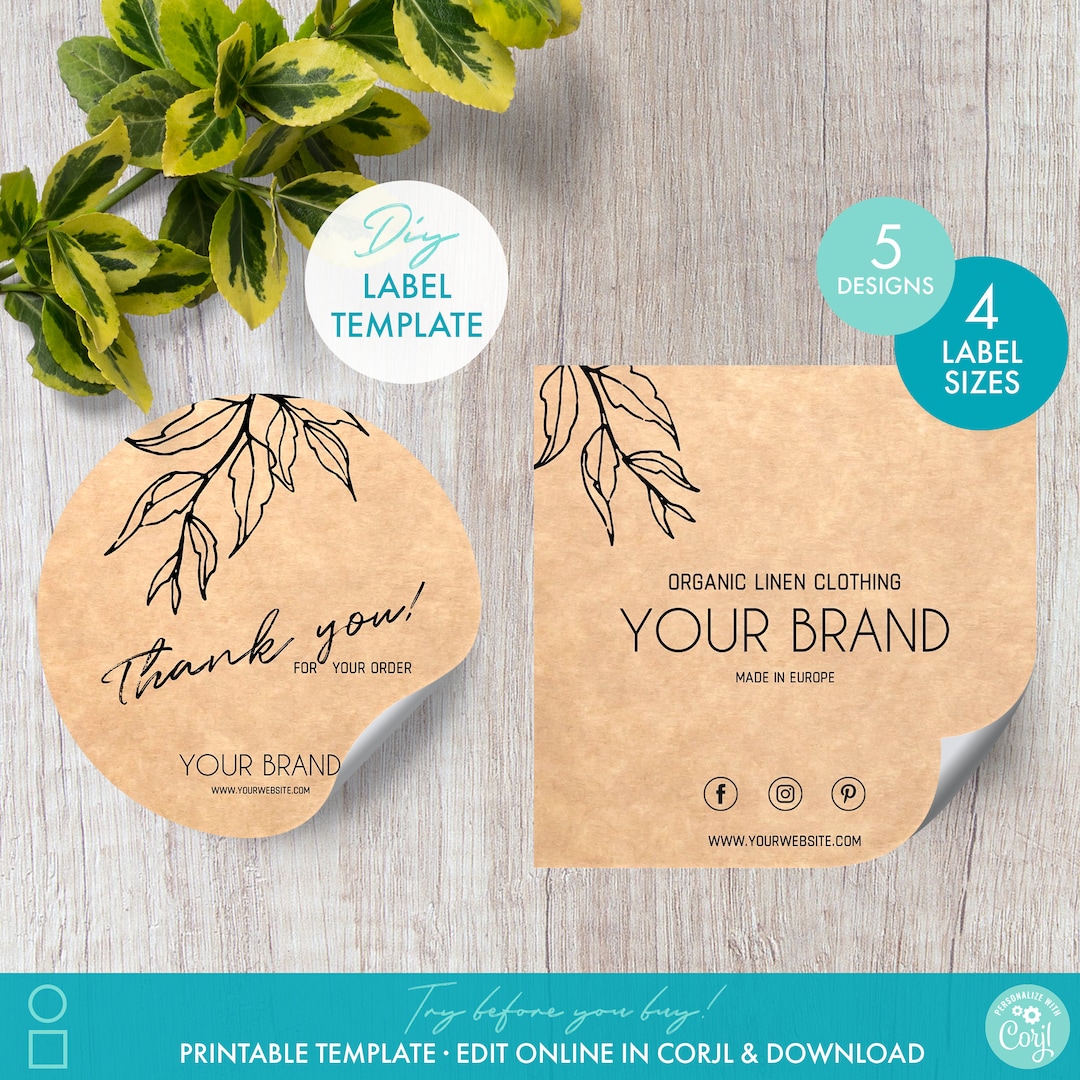 Printable Custom Logo Sticker Label Template - DIY Editable Business ...