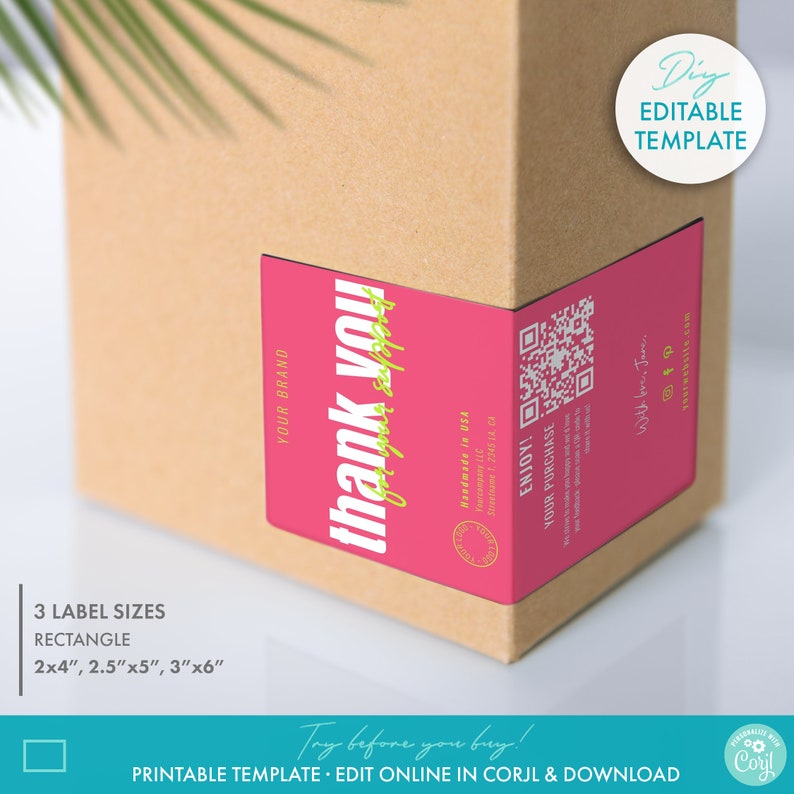 DIY Printable Neon Box Seal Sticker Template 3 Sizes - Etsy