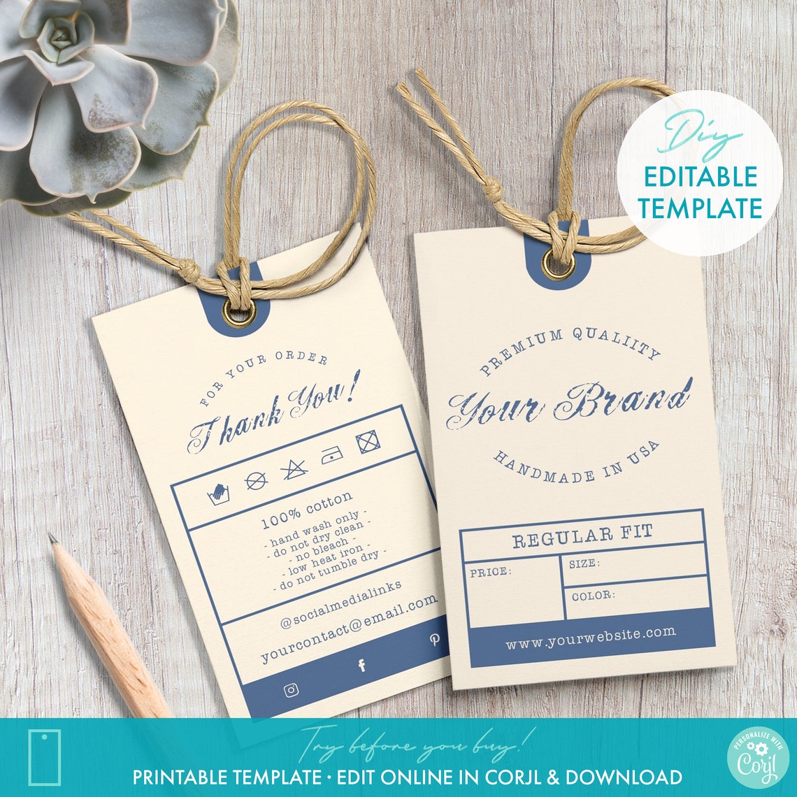 Printable DIY Custom Price Tags Retro Style Template 2 X - Etsy