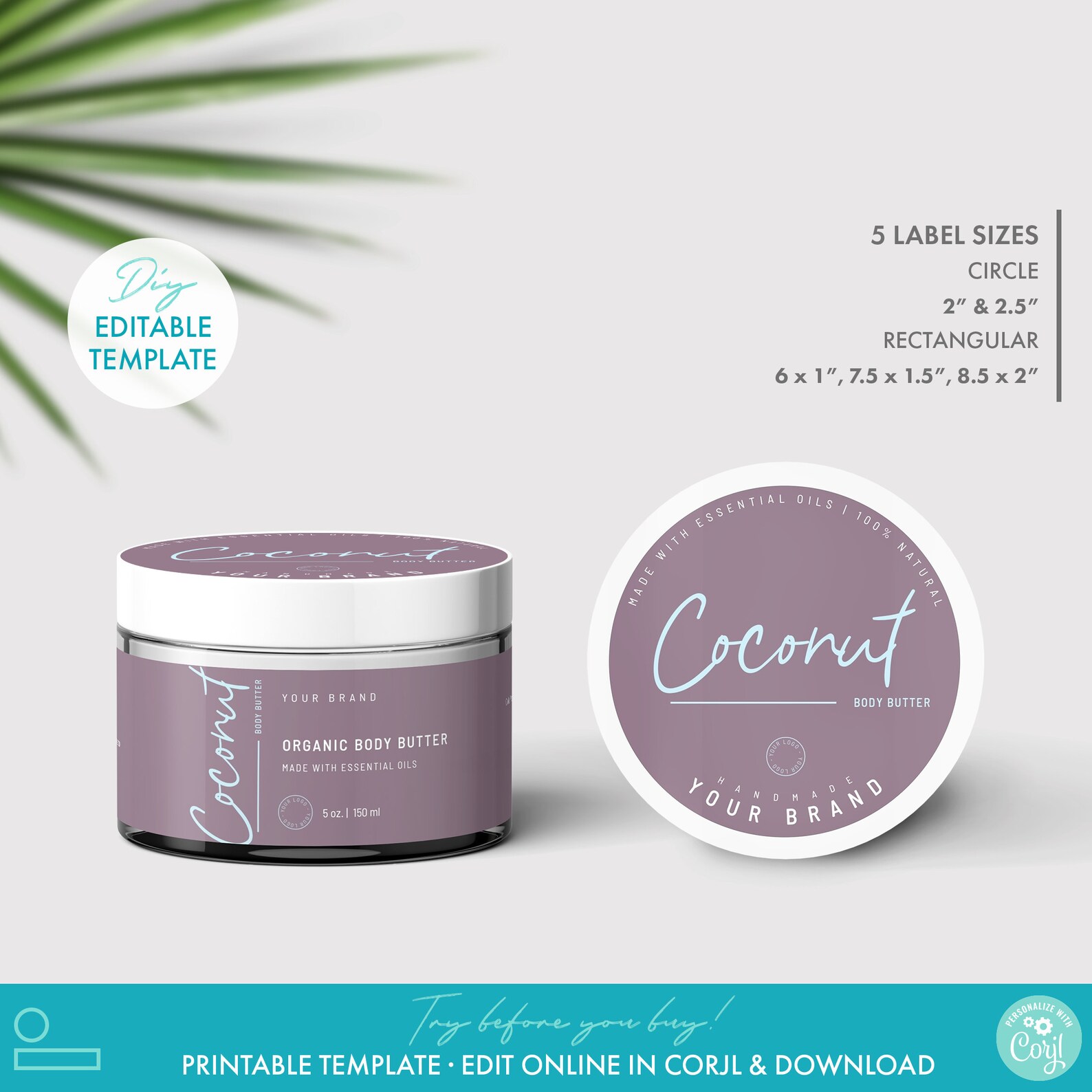 Editable Modern Cosmetic Jar Label Template 5 Sizes - Etsy