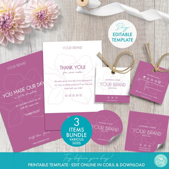 Printable Clothing Business Branding Bundle Template DIY | Etsy
