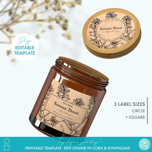 DIY Botanical Square & Circle Candle Label Template (3 Sizes!) - Fully ...