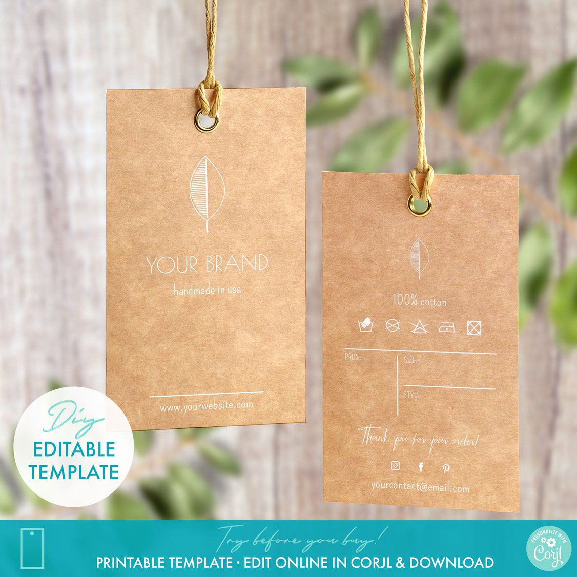 DIY Printable Clothing Hang Tag Template 2 X 3.5 | Etsy