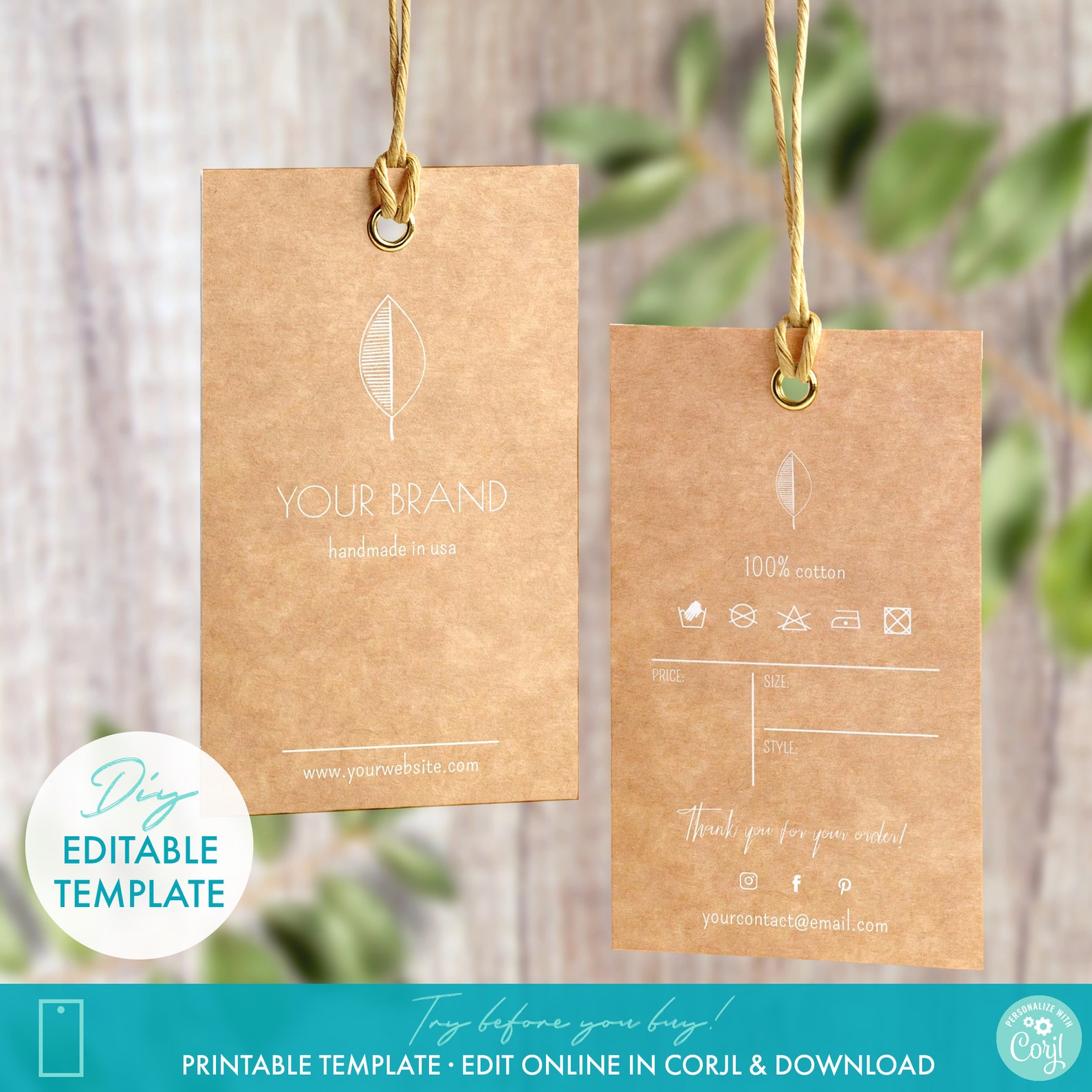 DIY Printable Clothing Hang Tag Template 2 x 3.5 | Etsy