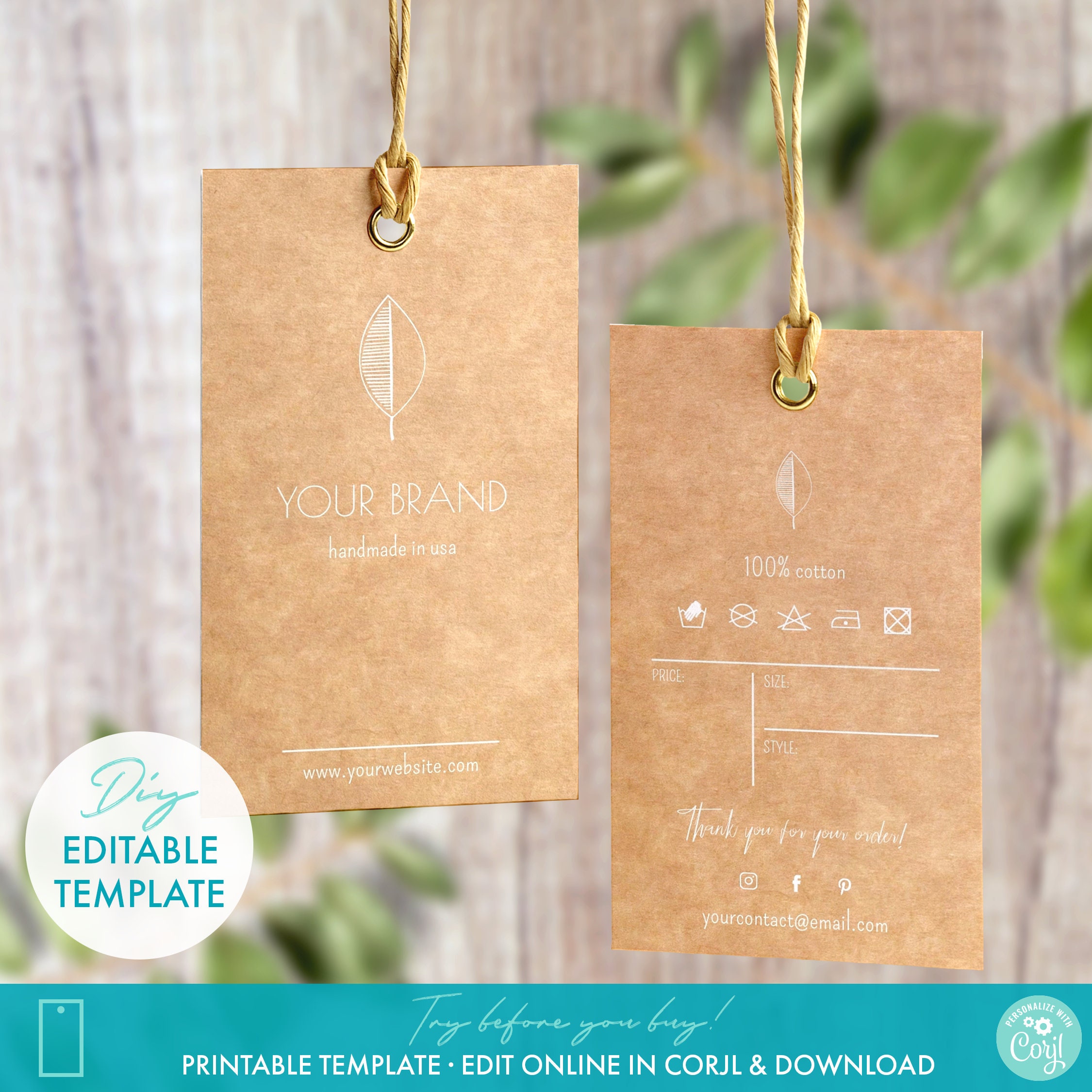DIY Printable Clothing Hang Tag Template 2 X 3.5 | Etsy