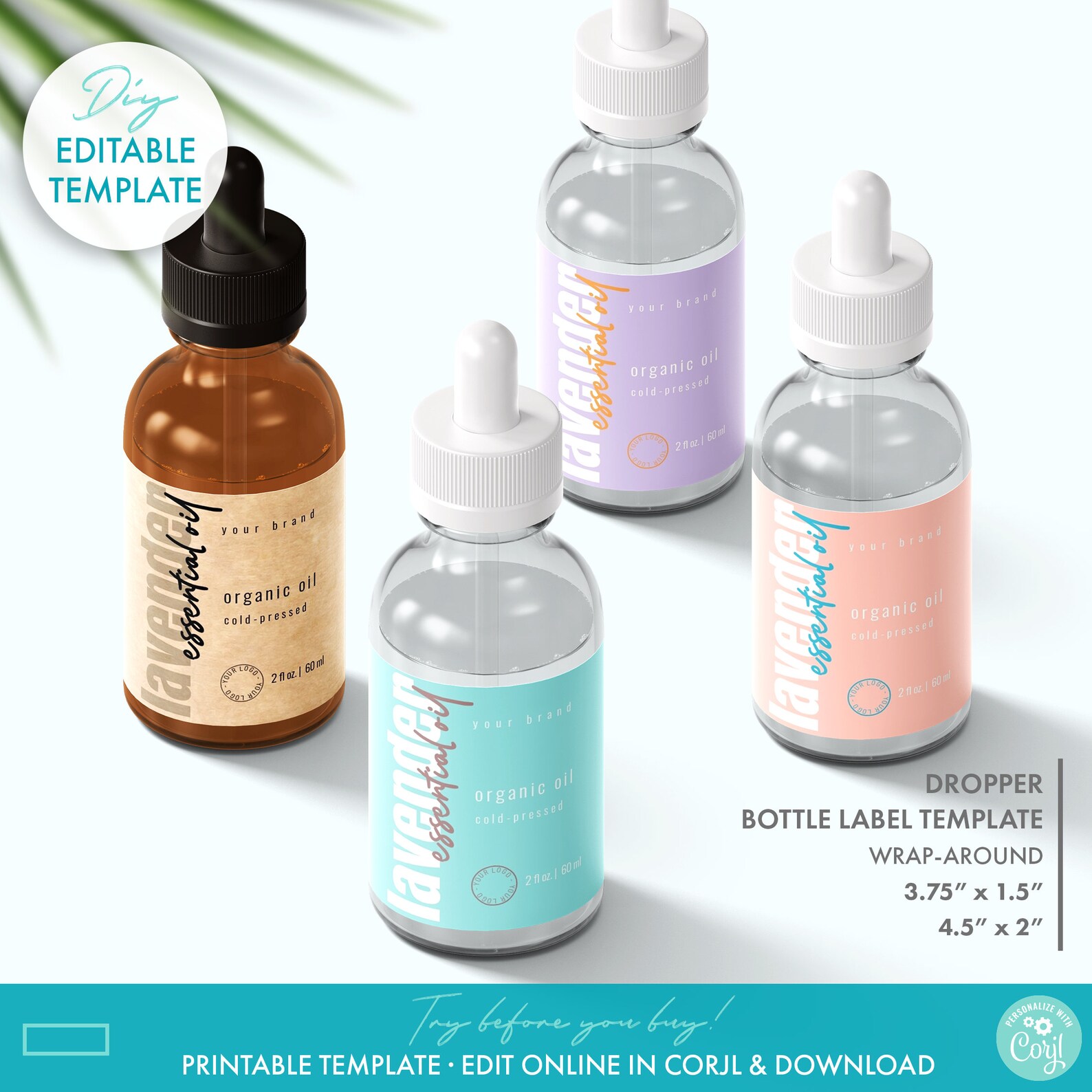 DIY Editable Essential Oil Label Template 1 Oz 2 Oz 4 Oz | Etsy